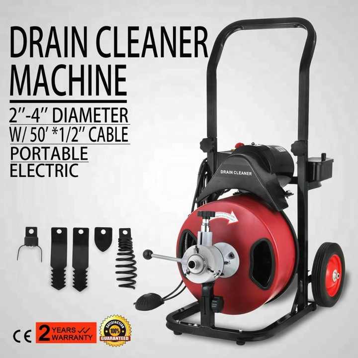 50ft Drain Pipe Cleaner - High Pressure Sewer Drain Cleaner Machine ...