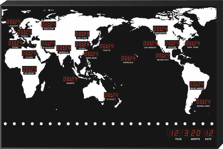Zentime LED World Map Time Digital Wall Clock - Modern & Stylish