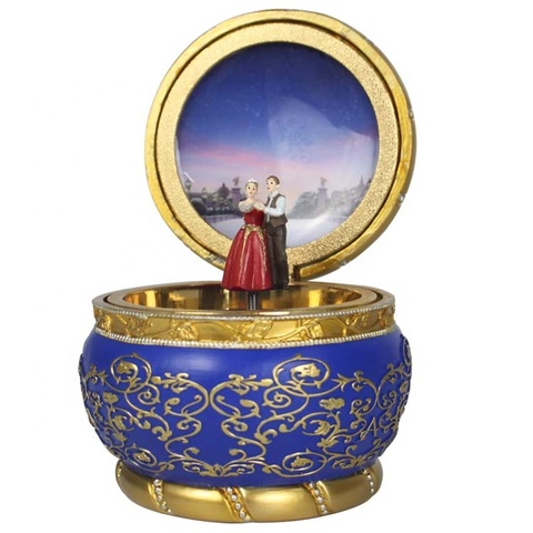 Tabletop Crystal Studded Music Box Carousel with Horses
