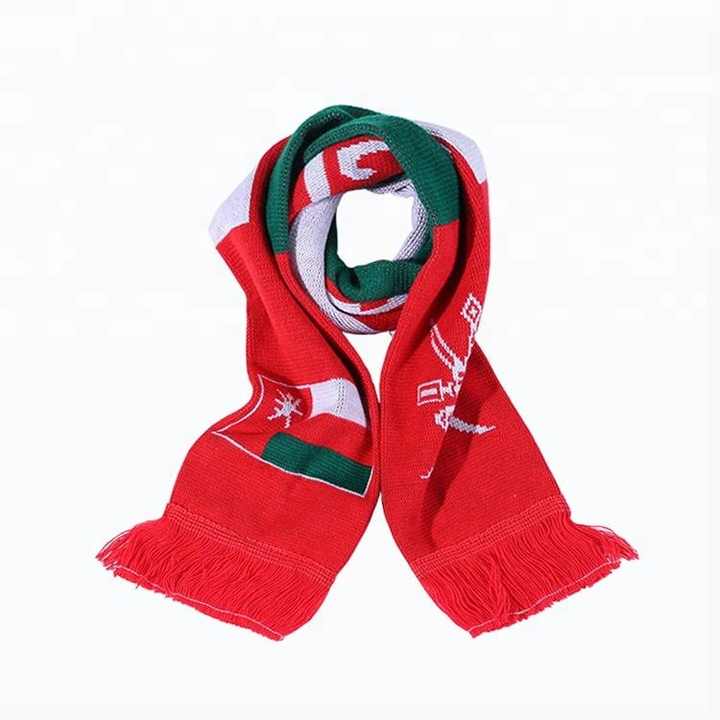 2020 Custom Logo Knitted Acrylic Qatar Scarf for Qatar National Day