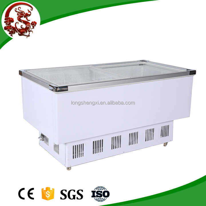 Longshengxi Commercial Glass Top Chest Freezer with Sliding Door