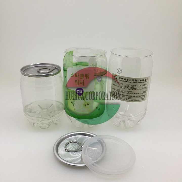 Canette de boisson gazeuse transparente en plastique, avec bouts ...