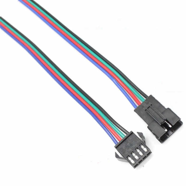 4 Pin JST Connector 2 x 15cm Male Female SM Wire Cable for LED Strip ...