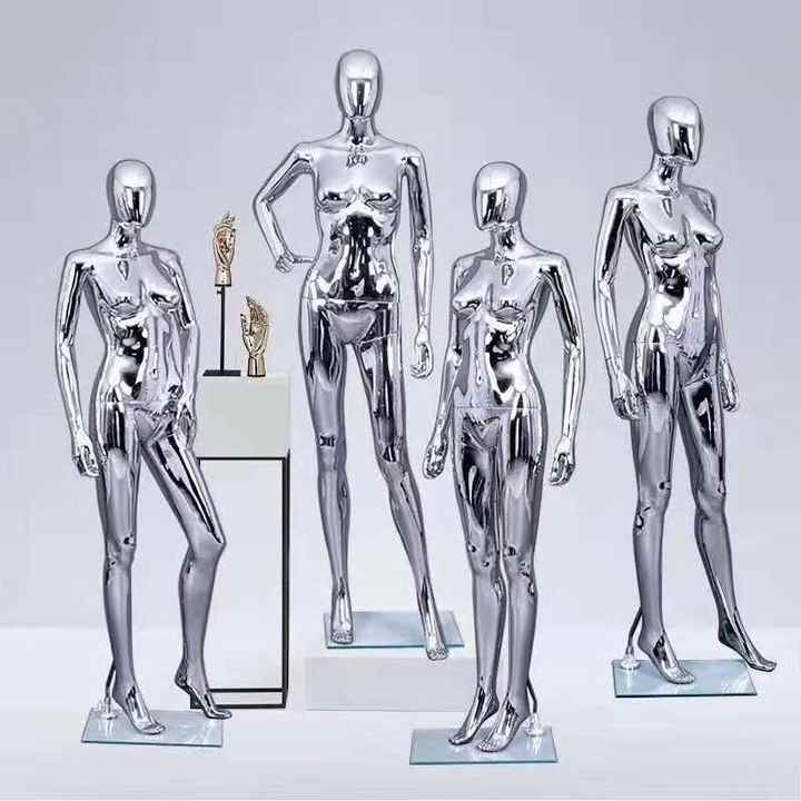 Eco-friendly Female Full Body Plastic Mannequin with Chrome Head