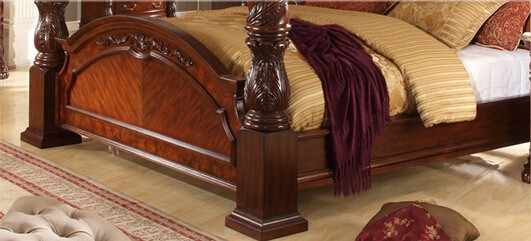 Bisini Wood Bedroom Set - Luxury King Bed with Hand Carving