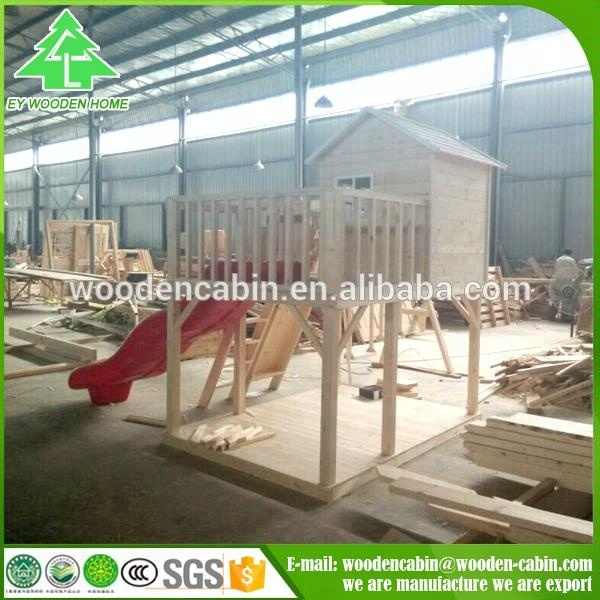Indoor Playground Wooden Children House Play Set with Slide