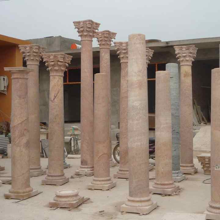 Decorative Roman Marble Flower Column - Hand Carved Pillars