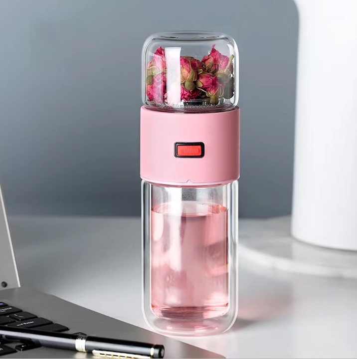 Double Wall Glass Water Bottle - Perfect for Tea & Travel