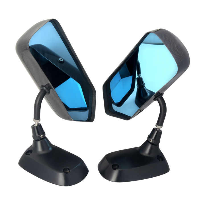 Universal F1 Style Carbon Fiber Blue Mirror - Racing Drift