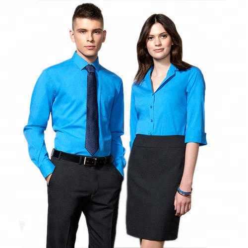 Office Uniform Design Top Fashion - Men's Blue Cotton