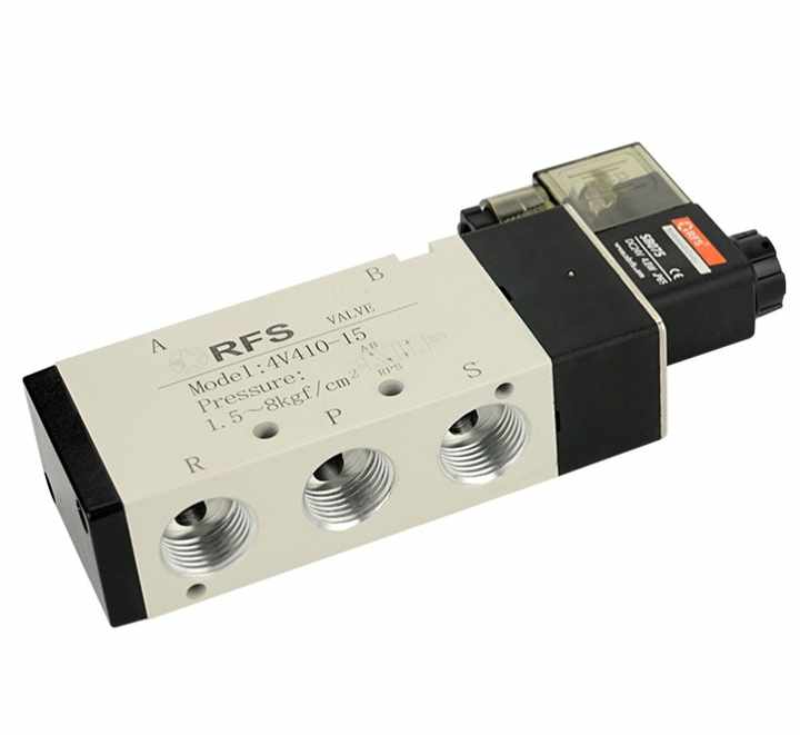 4V410-15 Solenoid Valve with LED Connector - Medium Pressure