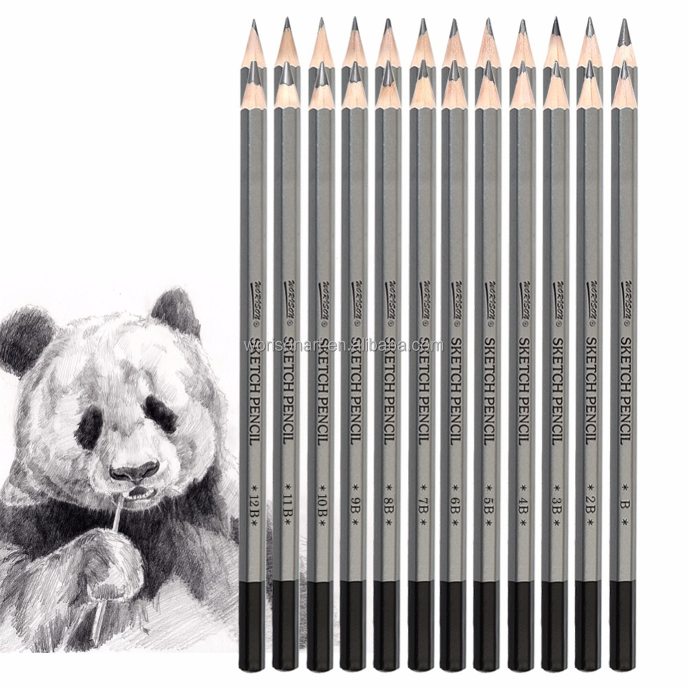 Crayons Qualité Lot De 12 Crayons à Dessin Graphite - 4H à 14B ...