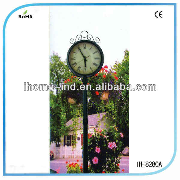 Outdoor Double Sided Clock Metal Art Clock Large Floor Standing Garden ...