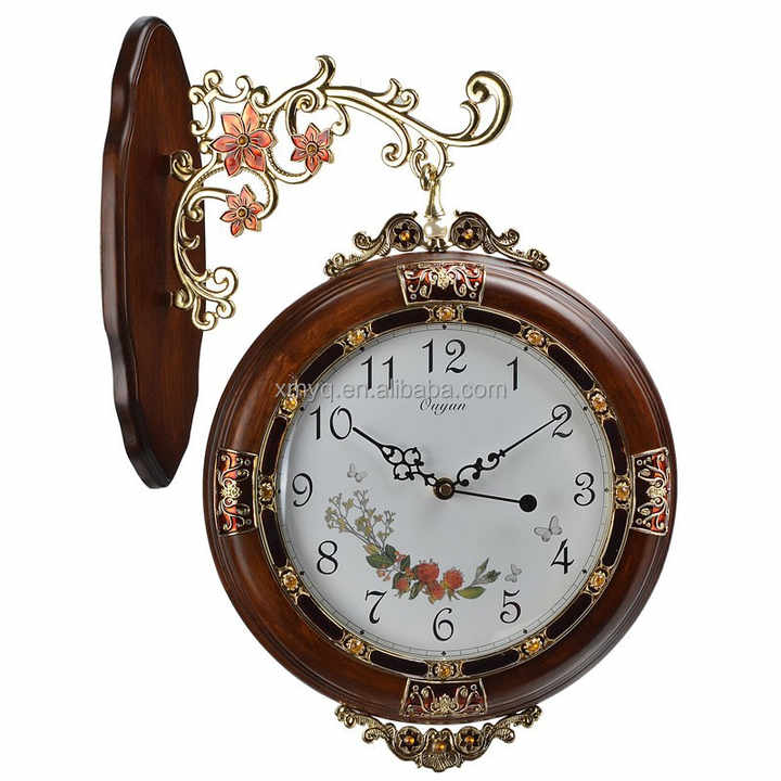 Modern Design Fashion Double Sided Station Wooden Wall Clock - Buy ...