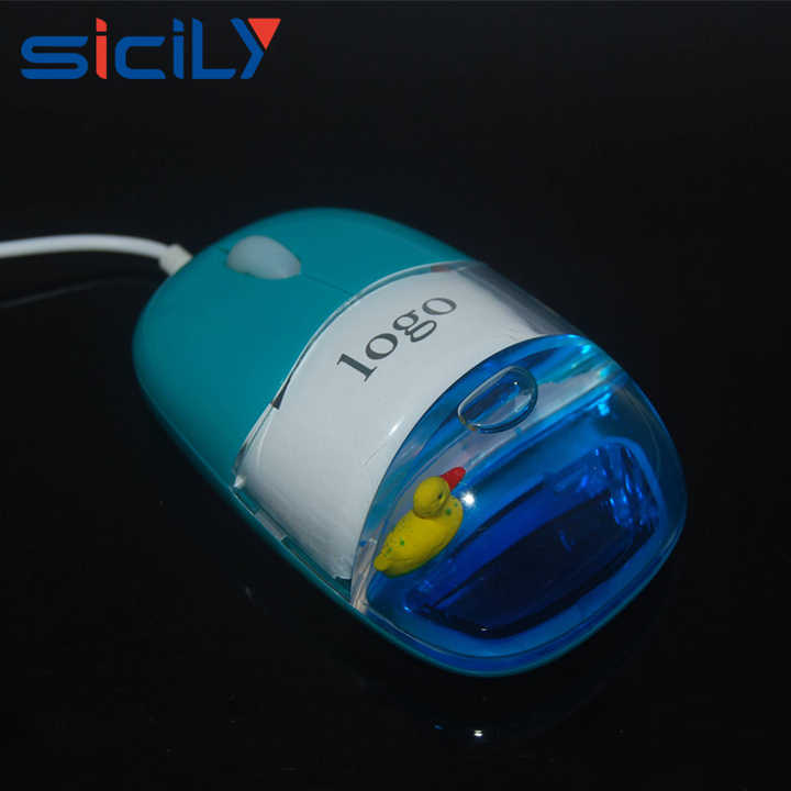 Funny Computer Mouse with LED Logo - Mini Aqua Liquid USB