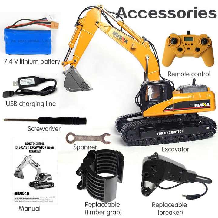 Huina RC Metal Excavator 23CH Remote Control Truck