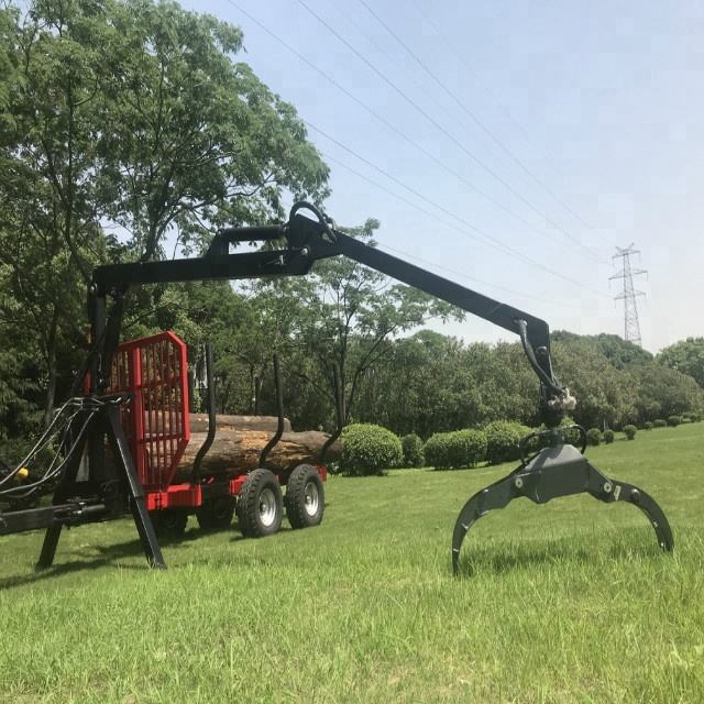 Small Tractor Forestry Trailer with Log Crane for Sale - 6 Ton Capacity ...