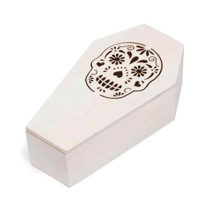 Customized Unfinished Small Wooden Coffin Box - Perfect for Halloween Decor