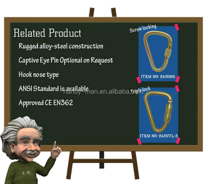 Industrial Large Twist Lock Captive Pin Triangle Steel ANSI Carabiner ...