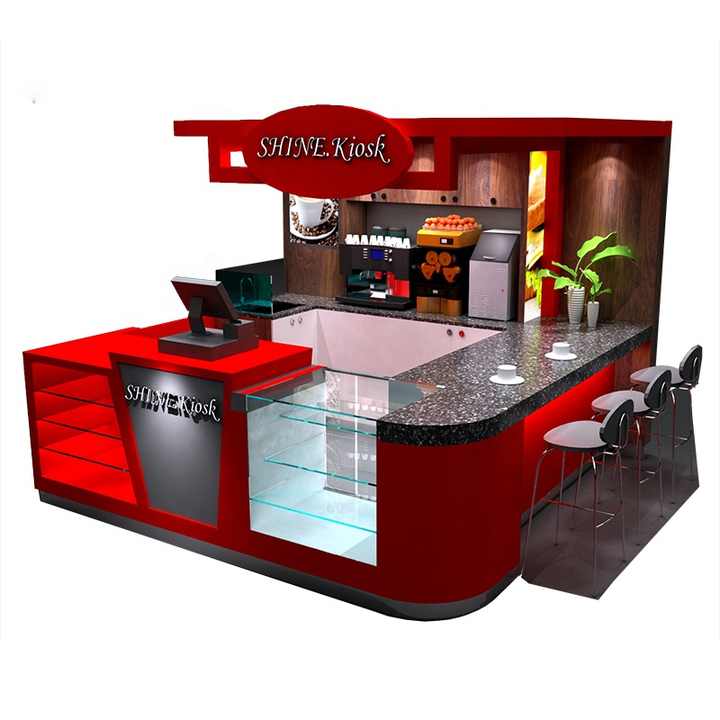 Red Color Fast Food Kiosk - Ideal for Mall Indoor Juice Bar
