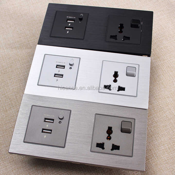 Brushed Aluminium Hotel USB Socket with special On and Off switch ...