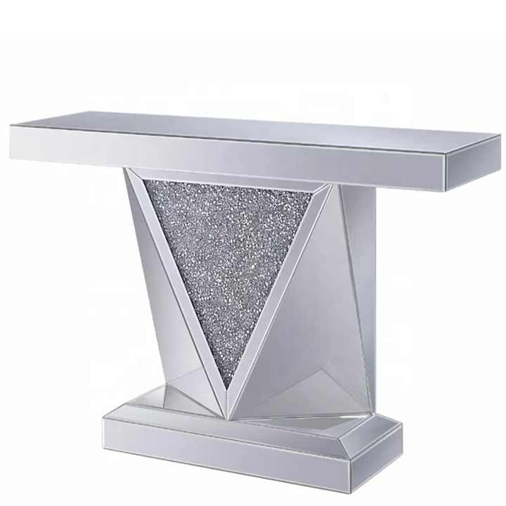 Modern Mirrored Console Table - Crushed Diamond Furniture