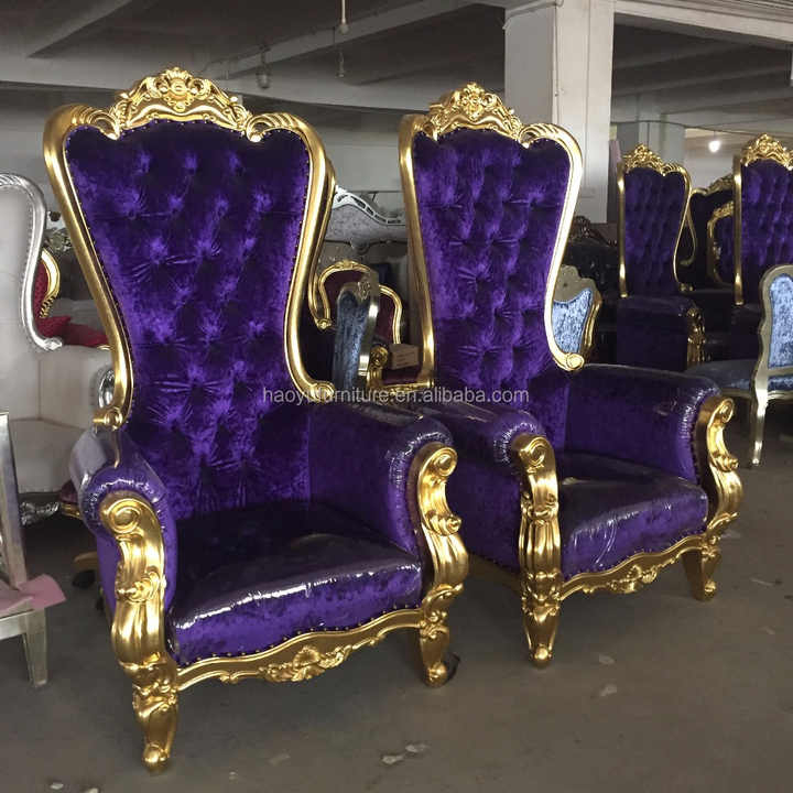 HB15 purple king throne chair with plastic cover| Alibaba.com