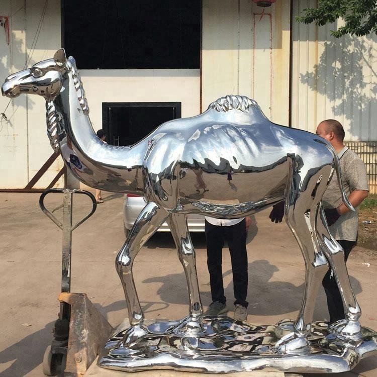 Mirror Polished Camel Statue - Stainless Steel Sculpture