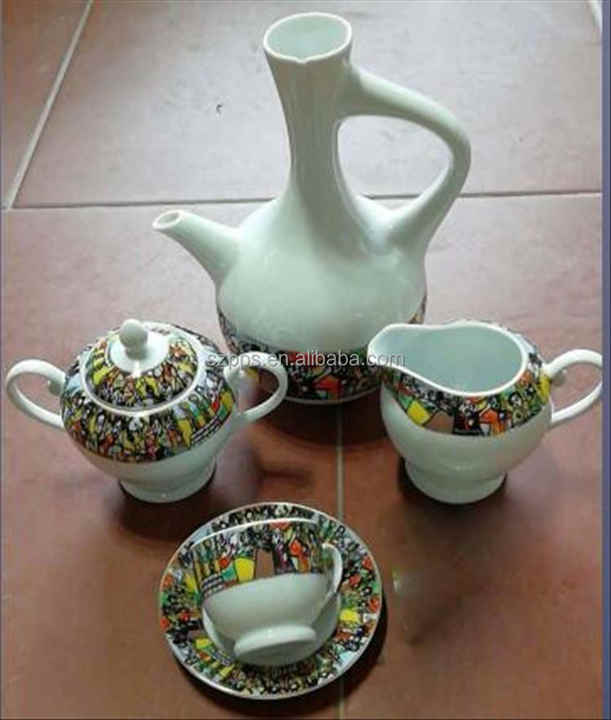 Ethiopian Art Traditional Coffee Set - Jebana Pot & Cawa Cup