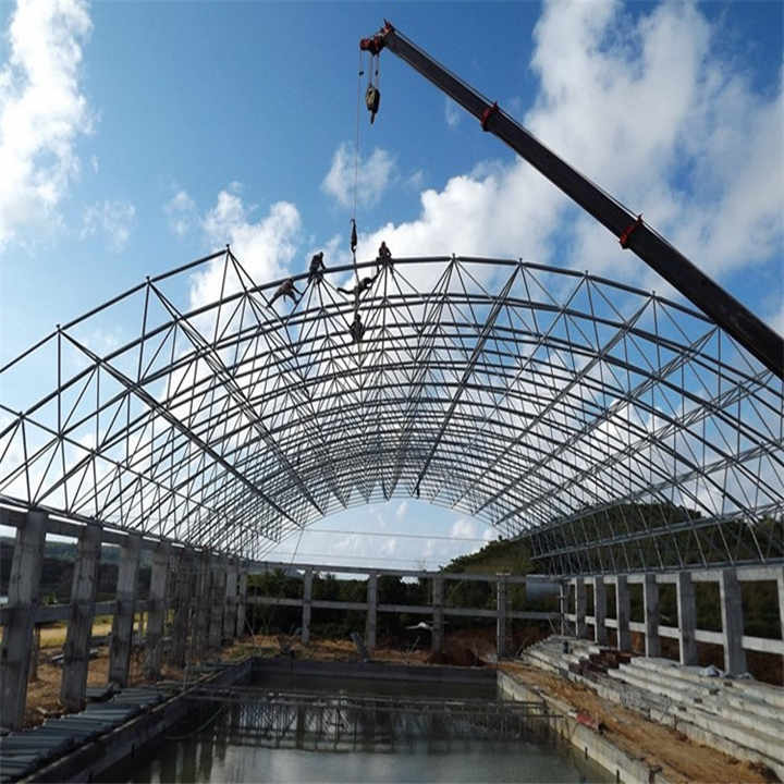 Curved Design Prefab Pipe Steel Truss Roofing for Pools