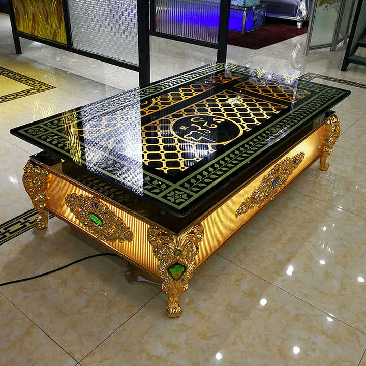 Stainless Steel Frame Tempered Glass Top Ktv Cocktail Table Gold ...