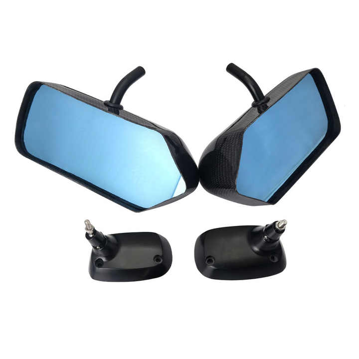Universal F1 Style Carbon Fiber Blue Mirror - Racing Drift