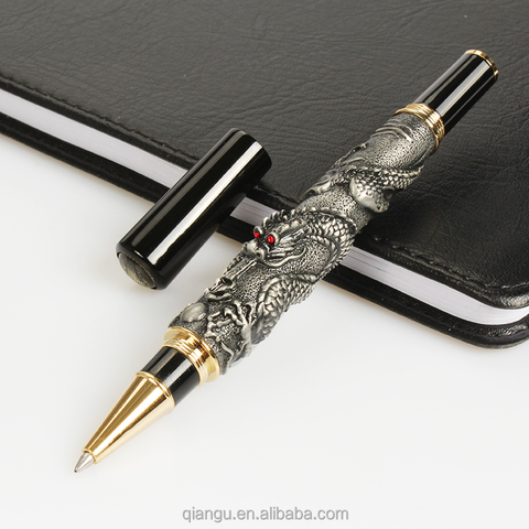 Jinhao 999 series two drgons playing with a pearl luxury metal fountain ...