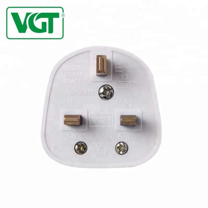 British Standard 15A Electrical Power 3 Pin Plug Adapter