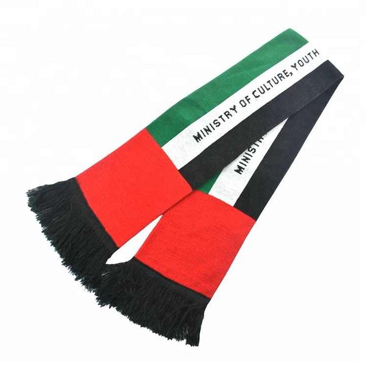 2020 Custom Logo Knitted Acrylic Qatar Scarf for Qatar National Day