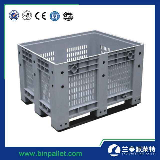 Solid Plastic Box - Heavy Duty Pallet Container with Wheels