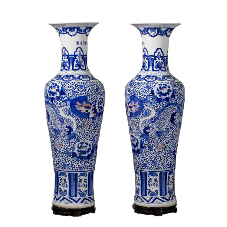 Grandes Jarrones Blancos Y Azules