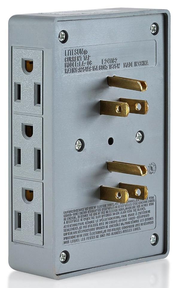 2 Side Entry 6-Way Electrical Socket Outlet Splitter in-Wall Tap ...