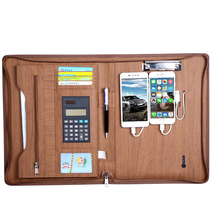 Famous Multifunction 6000mah Custom File Folder A4 PU Leather Document ...
