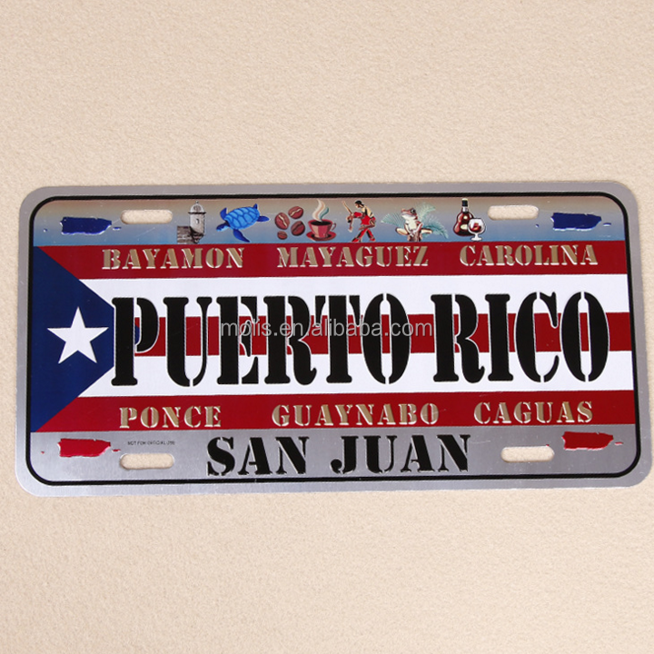 Custom designed Puerto Rico Flag metal tin license plate| Alibaba.com