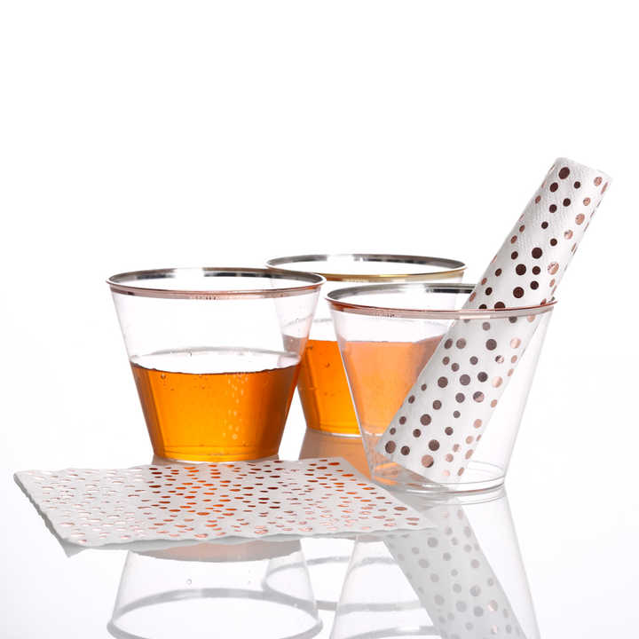 9oz PS Gold Rim Plastic Cup - Perfect for Parties & Events