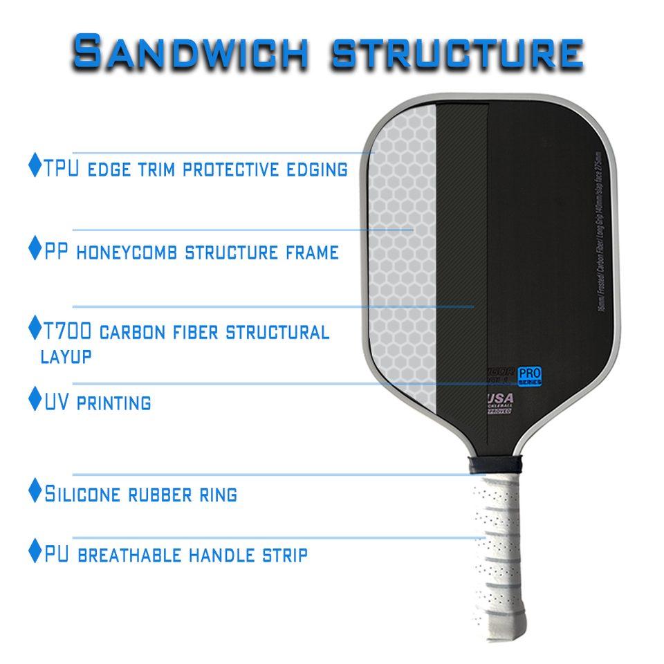 16mm T700 High Quality Custom Carbon Fiber Pickleball Paddle PP ...