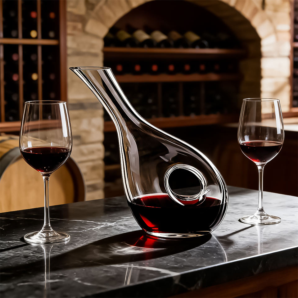 Custom Crystal Glass Wine Decanter with Swan Neck Design Hand-Blown 33 ...