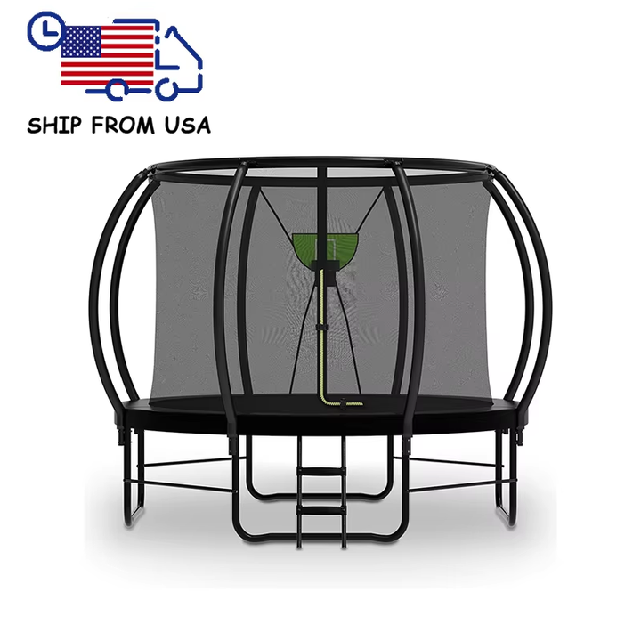Zoshine Sturdy 14FT Pumpkin Trampoline with Safety Net Heavy Duty Frame ...