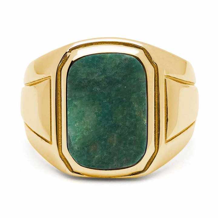 Mens Jade Signet Ring - Gemnel Minimalist Jewelry Designs