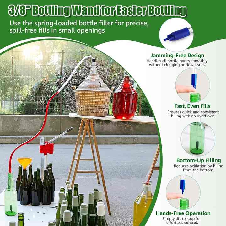 14" Auto Siphon with Bottling Wand 3/8" Racking Cane & Clamp, Effortless Bottling Fermentation ...