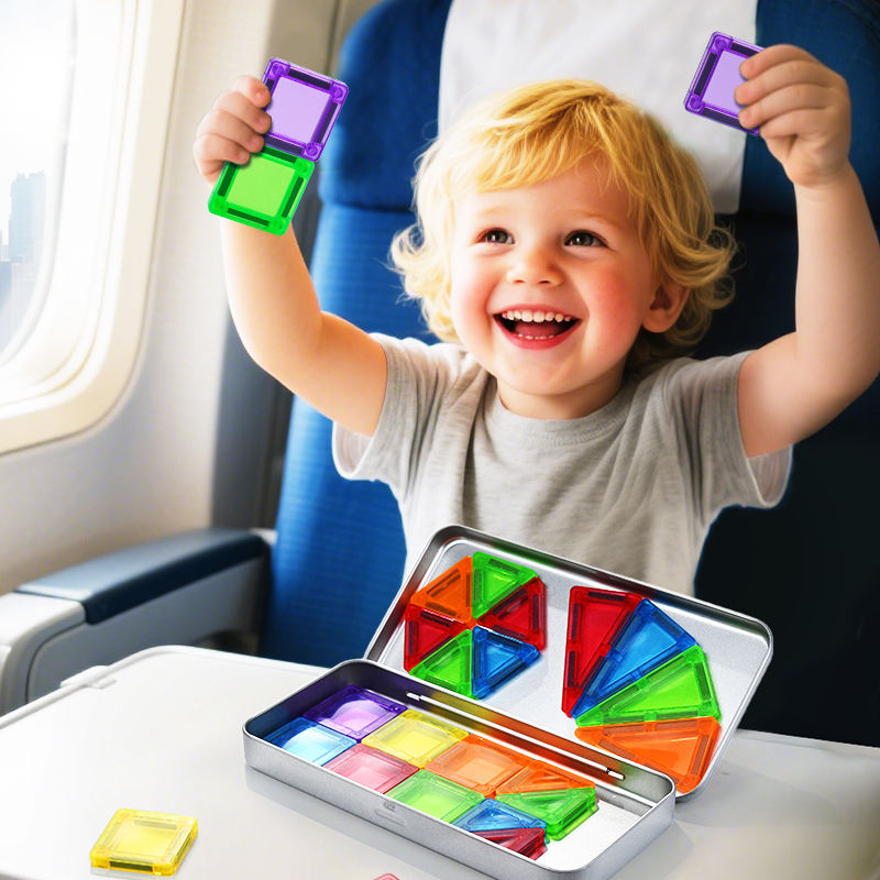 MAGPLAYER Mini Magnetic Tiles Travel Set for Toddlers Portable ...