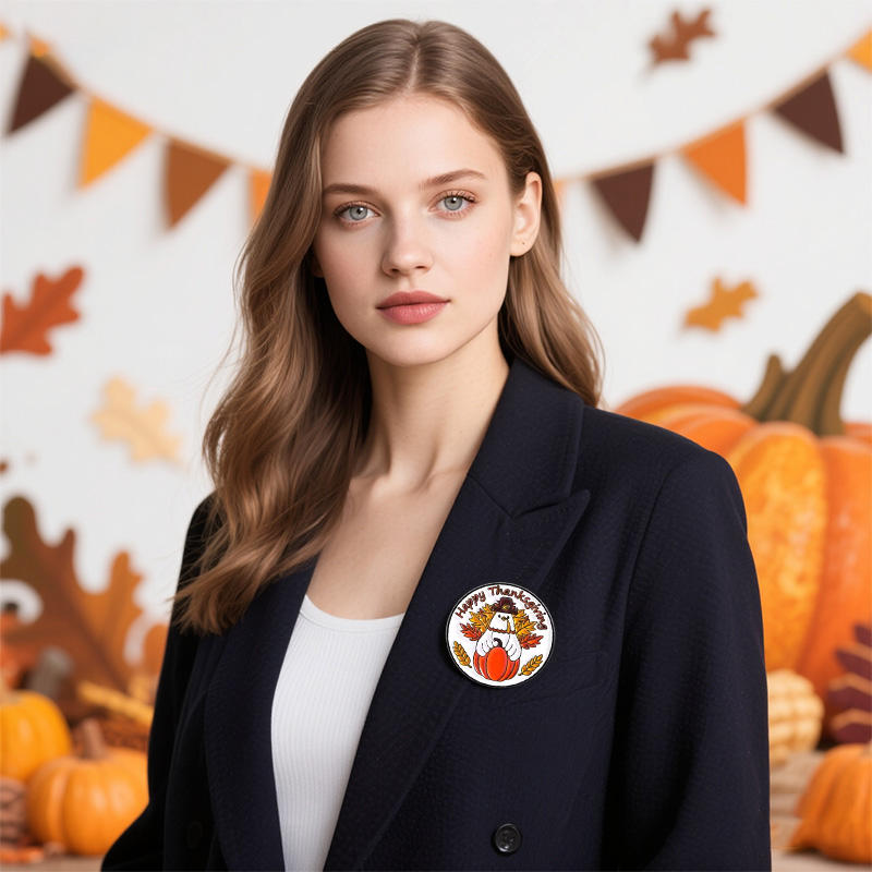 Custom Fall Pumpkin Turkey Leaf Party Lapel Pins Autumn Harvest ...