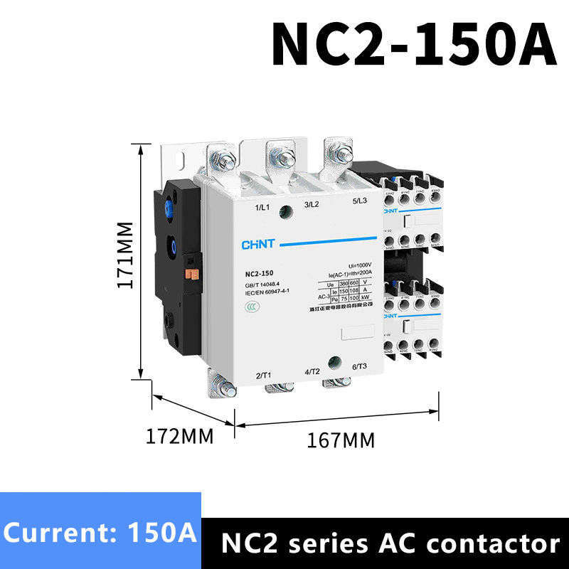 NC2 Series AC Contact 3P NC2-150 Multi Voltage Optional Flame Retardant ...