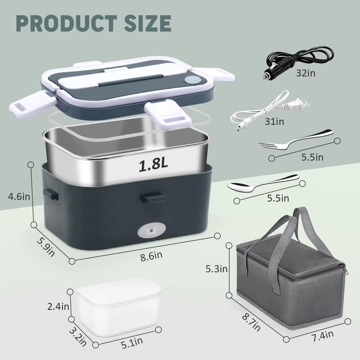 1.8L Self Heating Electric Lunch Box - Portable & Efficient